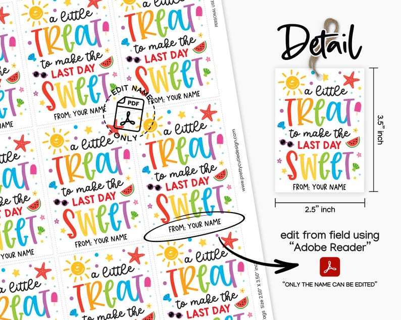 Last Day of School Gift Tags: Summer Treat Labels (printable) - Etsy