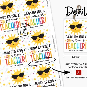 Summer Teacher Gift Tag, End of Year Teacher Gift Tag, Summer Teacher ...