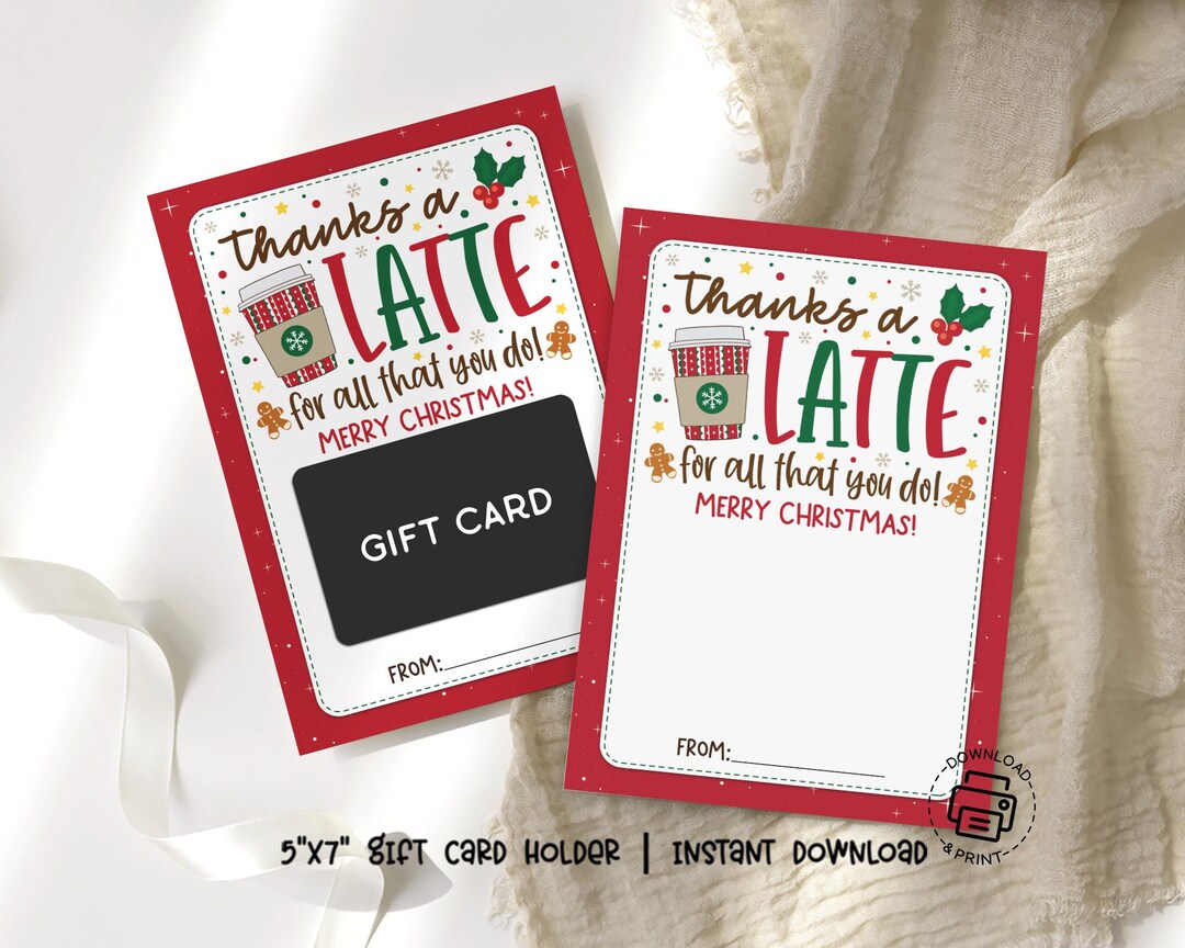 Thanks A Latte Gift Card Holder, Thanks A Latte Christmas Card Gift ...