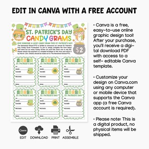 Editable St Patricks Candy Gram Fundraiser Flyer Template, St Patrick's ...