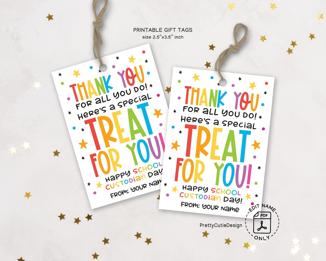Printable School Custodian Appreciation Gift Tag, Thank You School ...