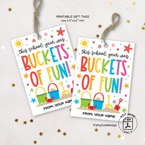 Buckets of Fun Tag, Summer Teacher Gift Tag, Summer Teacher ...