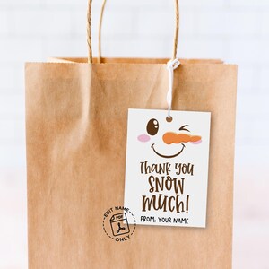 Snowman Thank You Tags: Winter Christmas Gift Tags (digital Download ...