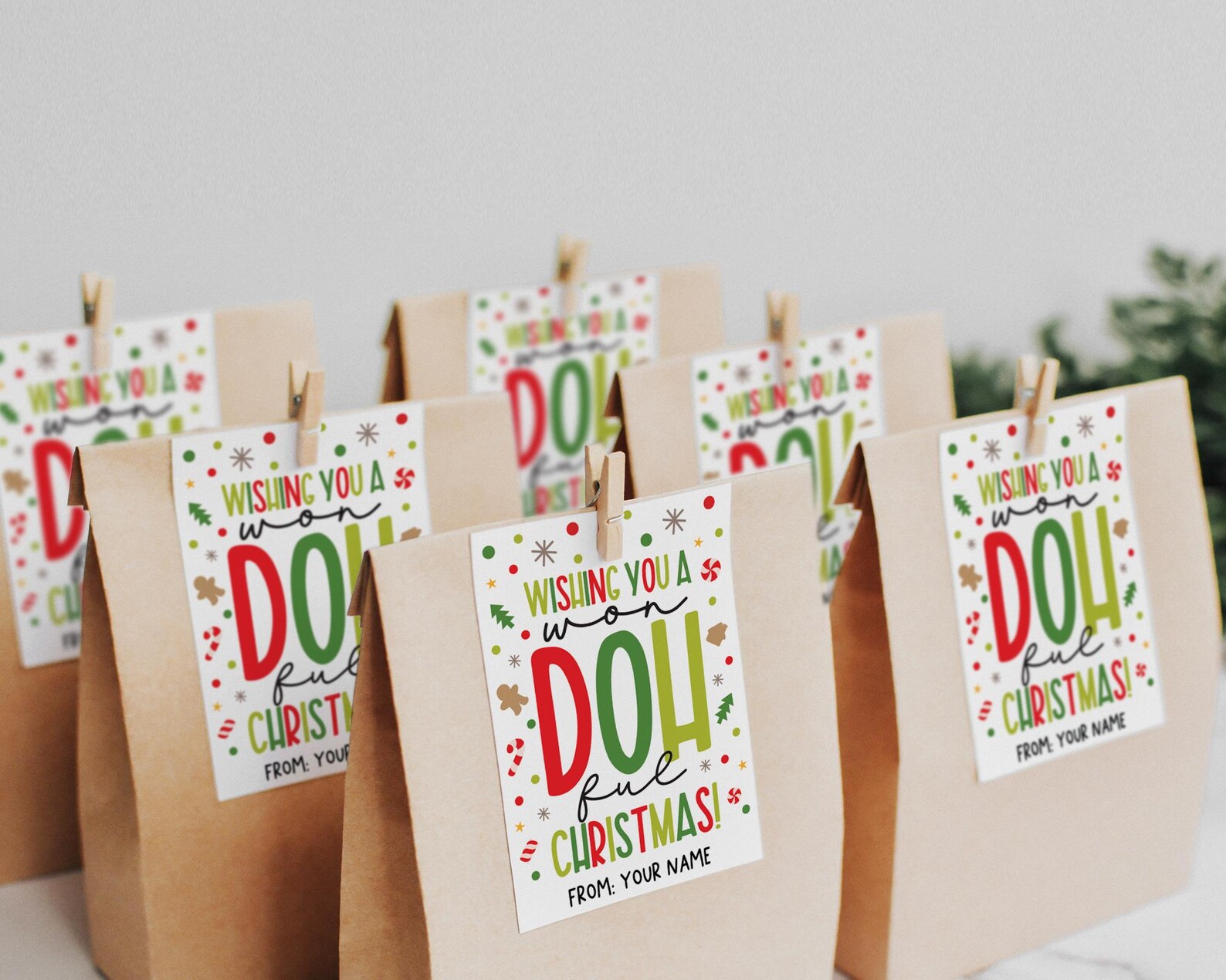 Playdough Gift Tags Printable, Won-doh-ful Christmas, Winter Break ...