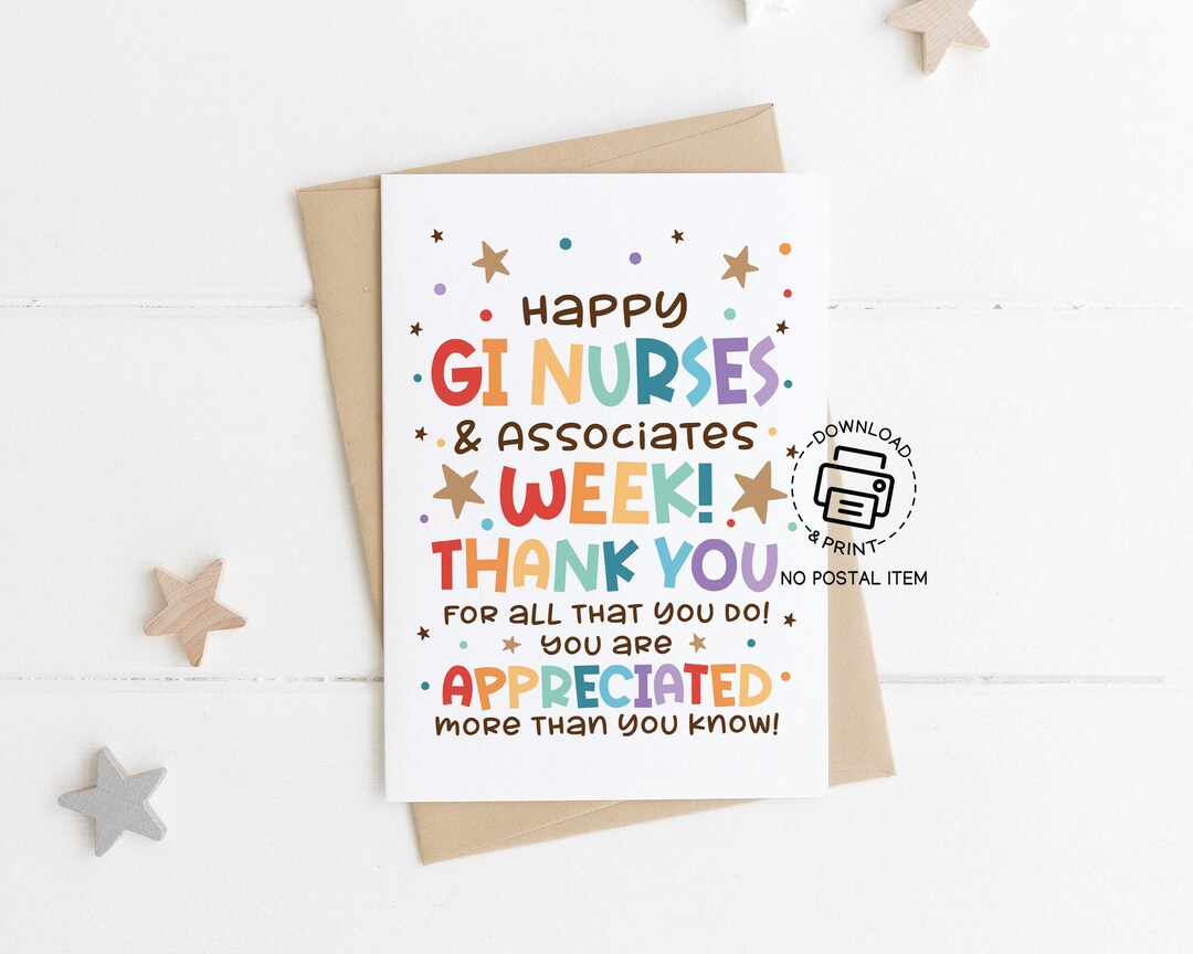 Printable GI Nurses & Associates Week Greeting Card, GI Nurses ...