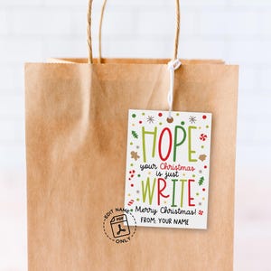 School Supplies Holiday Gift Tags, Hope Your Christmas is Just WRITE ...