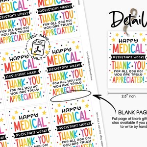 Printable MA Week Gift Tags, Happy Medical Assistant Favor Tag, Medical ...
