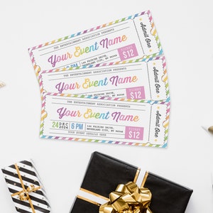 Editable Event Ticket Template, School Fundraiser Rainbow Pastel ...