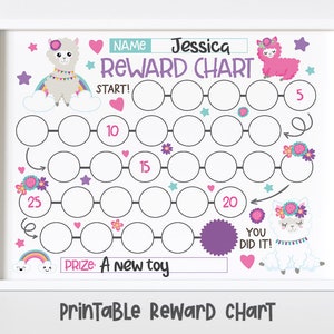 Spring Llama Reward Chart for Kids, Simple Kids Reward Chart, Cute ...