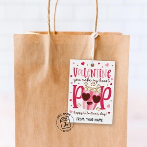 Popcorn Valentines Day Gift Tags, Valentine You Make My Heart Pop ...