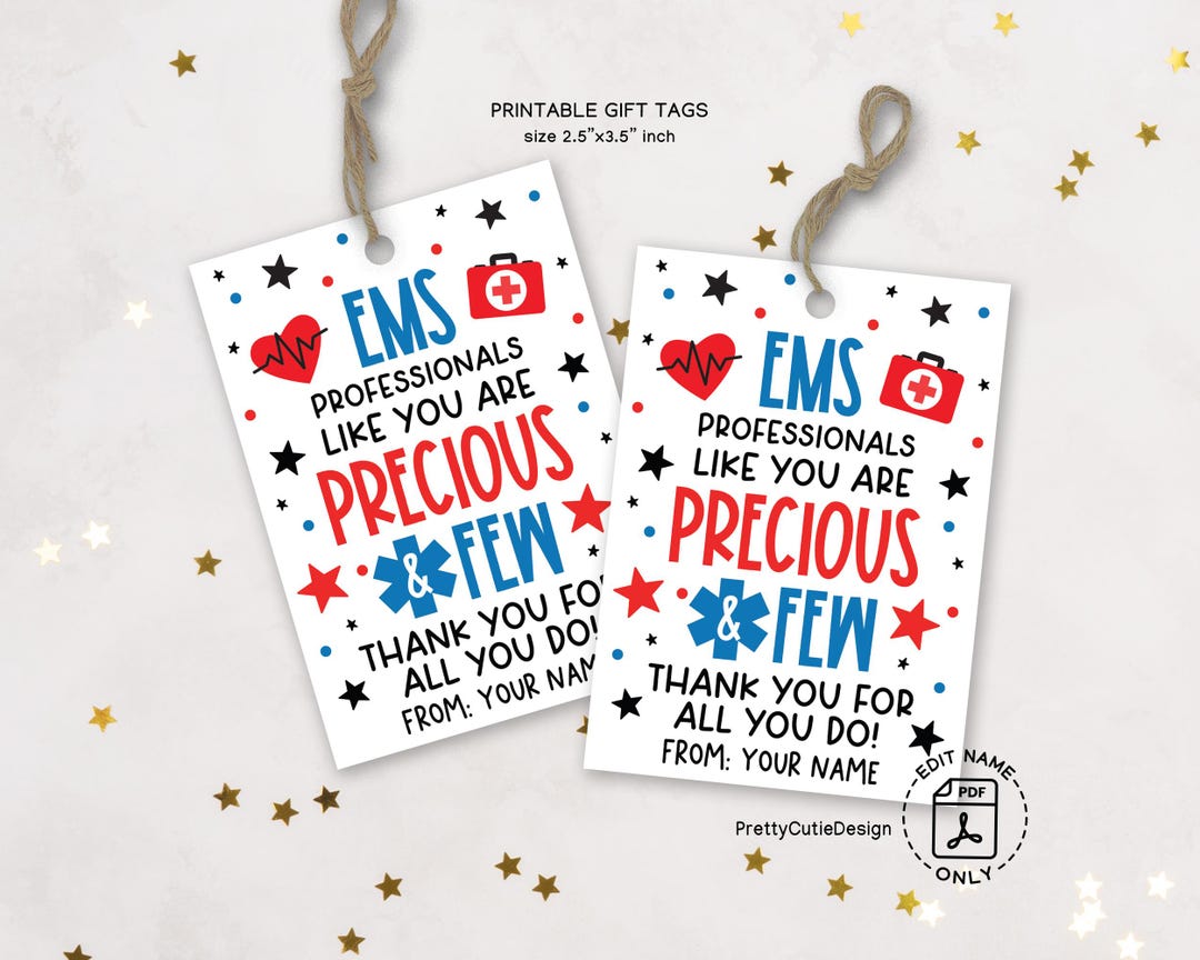 EMS Week Gift Tags Printable, Emergency Medical Services Thank You Tag ...