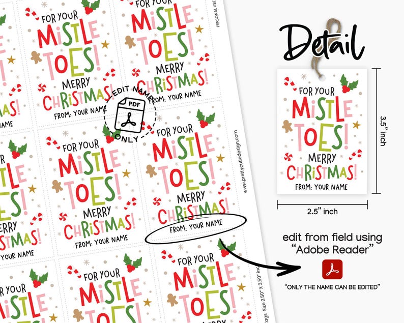 Christmas Gift Tags, Mistle Toes Printable, Sock and Pedicure Labels - Etsy