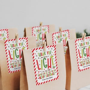 Thank You for Being a Light Gift Tags, Printable Holiday Labels (PDF ...