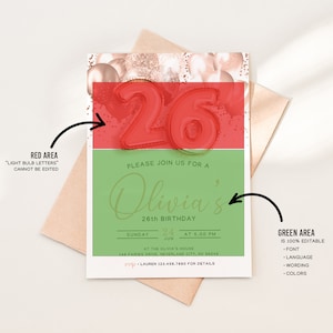 26th Birthday Invitation Download, Printable Rose Gold Birthday ...