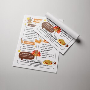 November Classroom Newsletter Template: Editable Thanksgiving Flyer ...