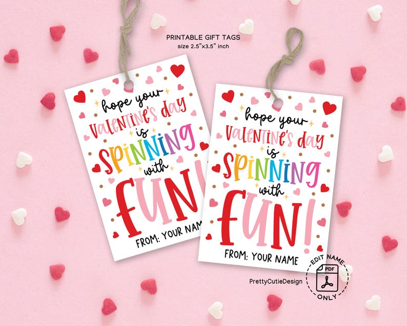 Fidget Spinner Valentine Gift Tag Printable, Spinning With Fun ...