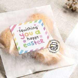 Easter Printable Gift Tags, Squishing You a Happy Easter Gift Tag ...