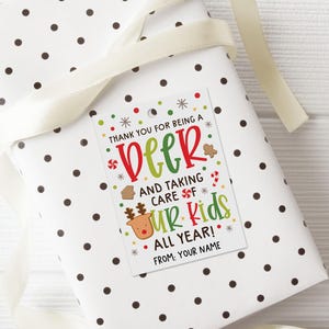 Christmas Gift Tag, Holiday Thank You Favor Tags, Daycare Teacher ...