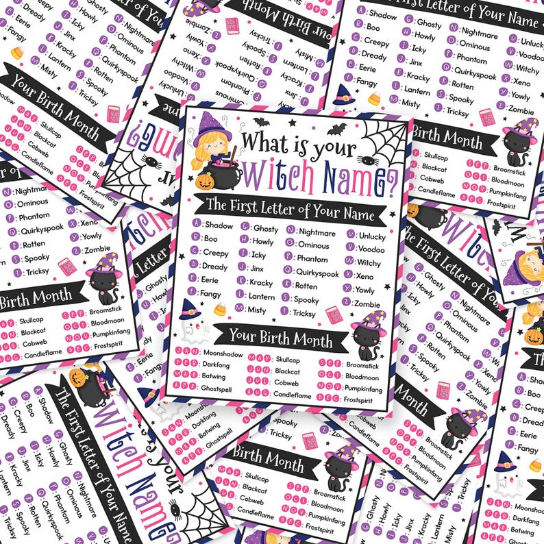 Halloween Witch Name Game Printable: Party Activity, Includes Name ...