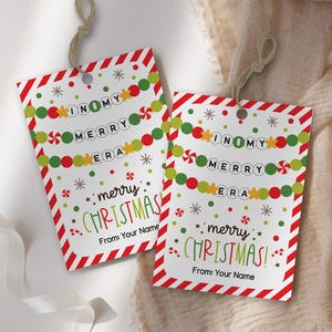 In My Merry Era Tag, Printable Christmas Friendship Bracelet Gift Tag ...
