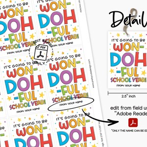 Back to School Tags, Printable First Day of School Gift Tag, Play Dough ...