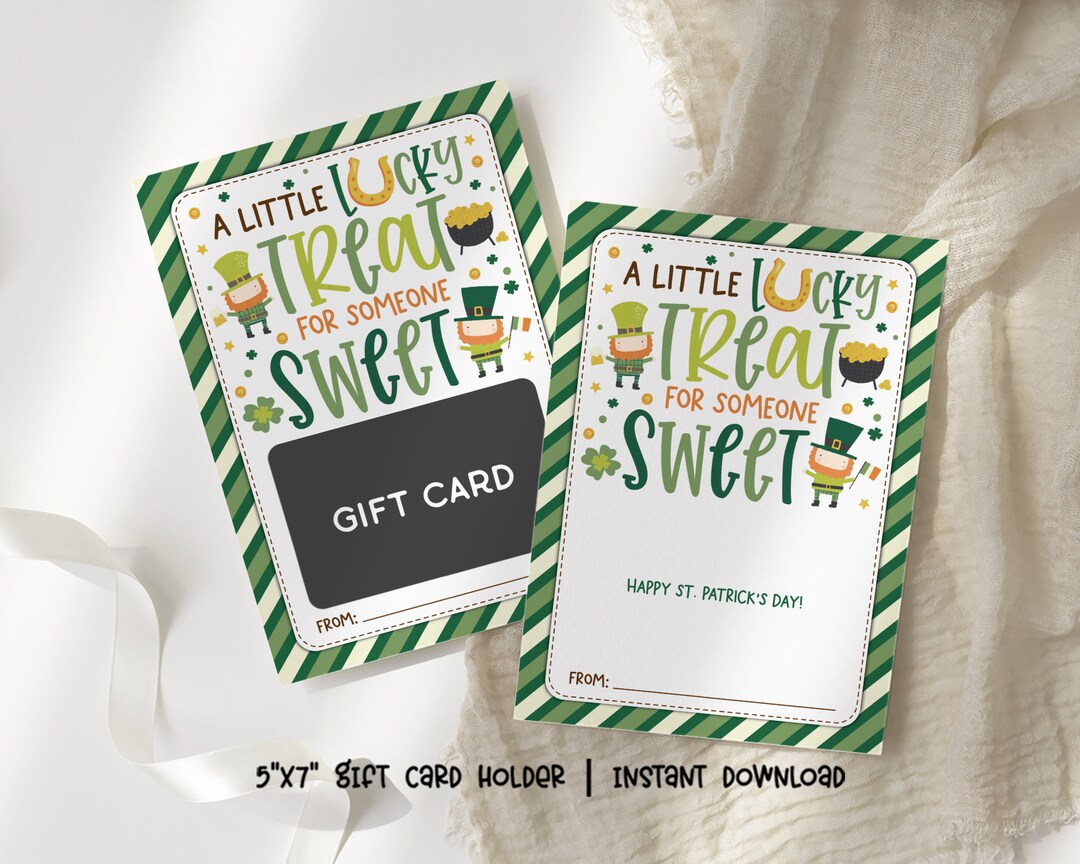 St Patricks Day Gift Card Holder, Teacher Appreciation Printable Gift ...