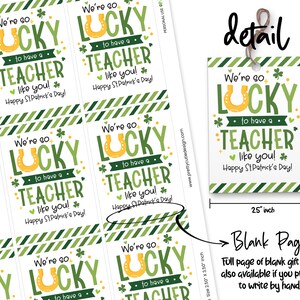 Teacher St Patricks Day Gift Tag Printable, St Patricks Teacher ...