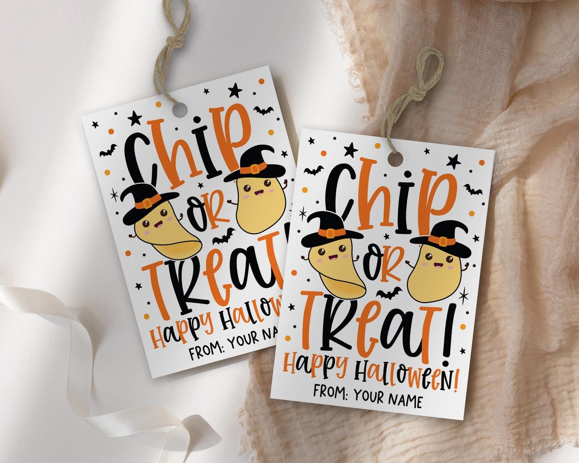 Halloween Gift Tags Printable: Chip or Treat Favor Tags for School Kids ...