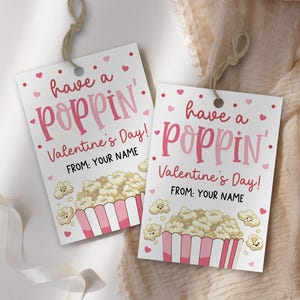 Have A Popping Valentine's Day Gift Tag, Valentines Gift Tags, Popcorn ...