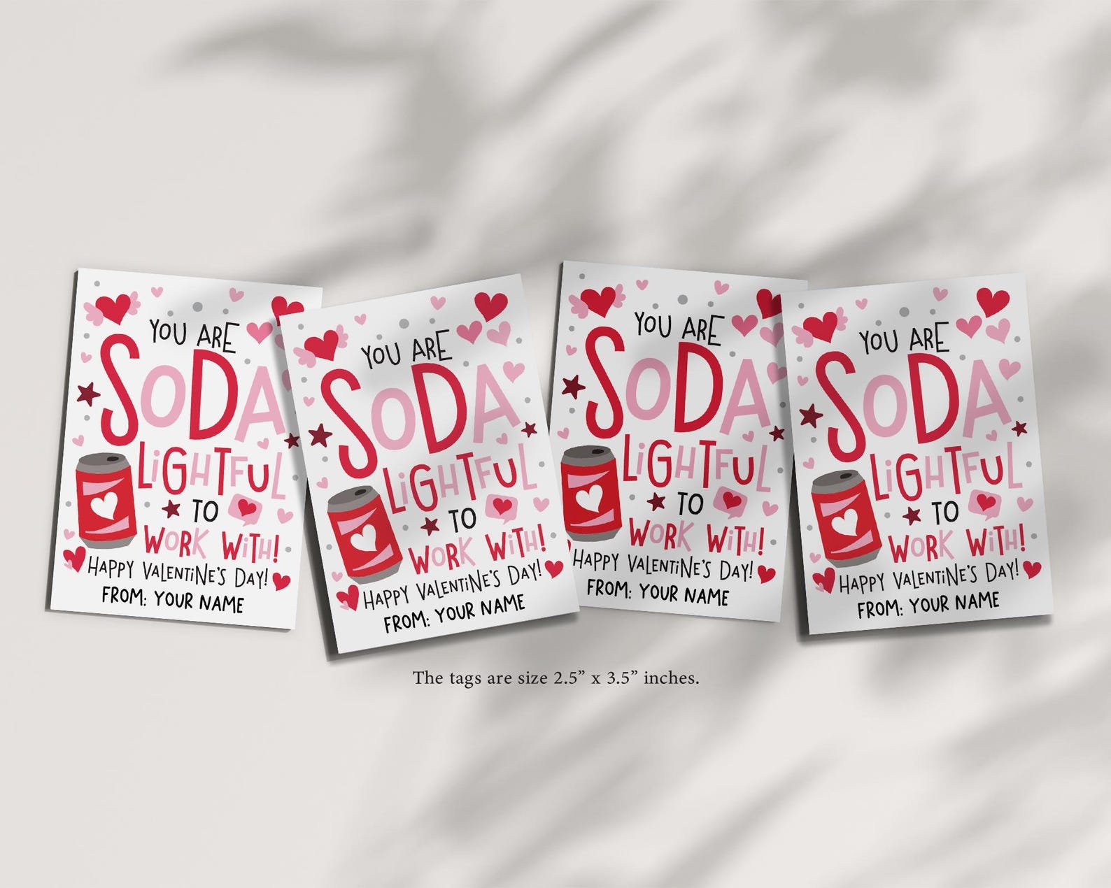 Soda Valentine Gift Tags Printable, Soda Lightful Label, Coworker ...