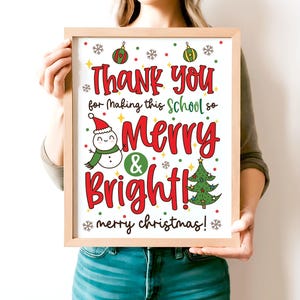 Holiday Teacher and Staff Appreciation Sign Printable, Thank You for ...