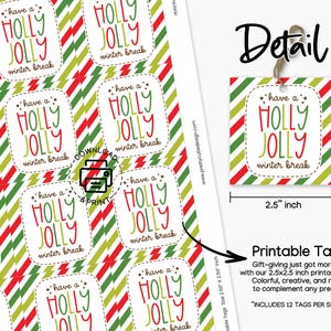Christmas Gift Tags Printable, Have a Holly Jolly Winter Break, Holiday ...