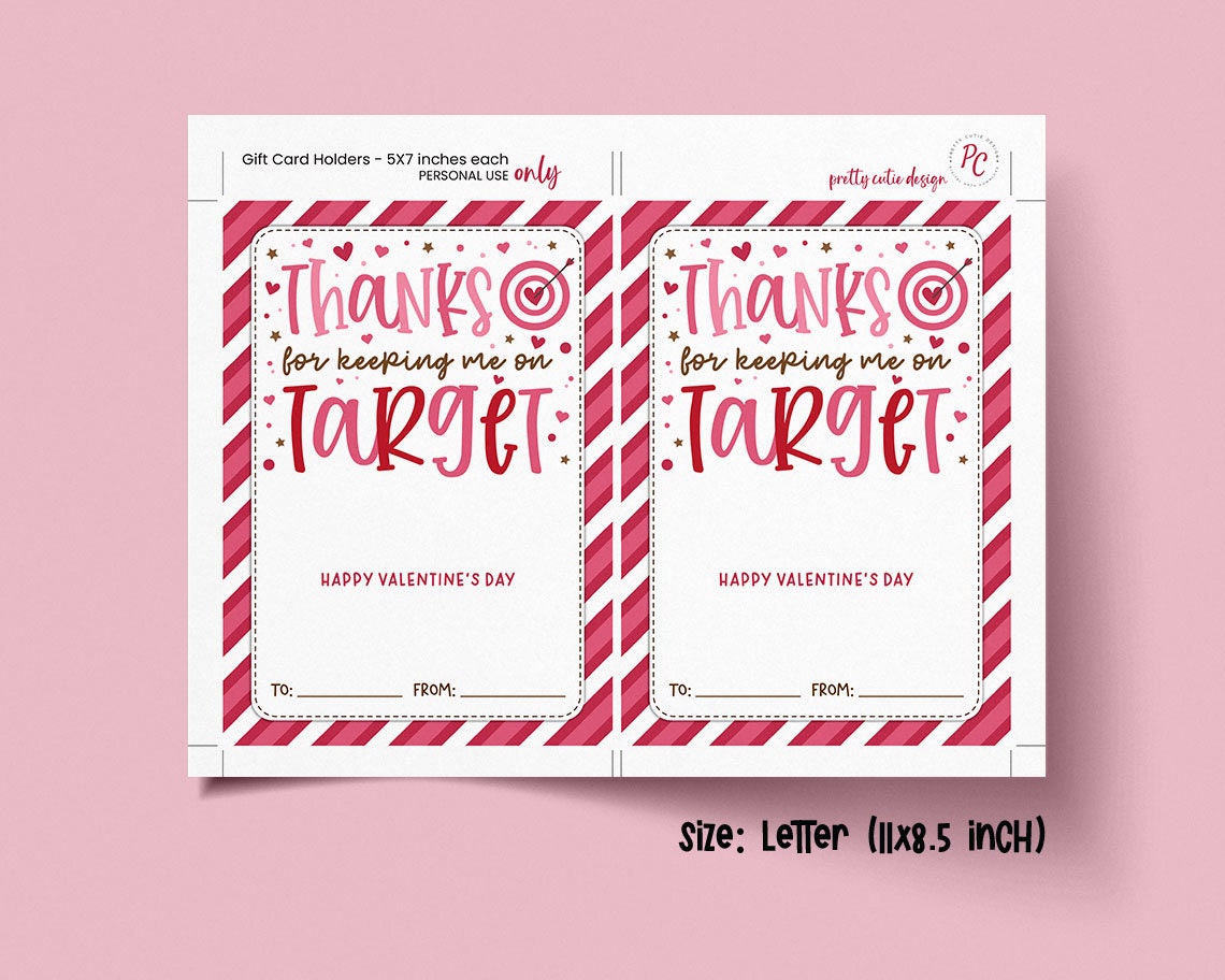 Thanks for Keeping Me on Target Valentines Day Teacher - Etsy