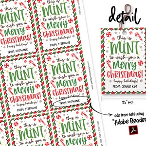 Christmas Candy Gift Tag Printable, Mint to Wish You A Merry Christmas ...