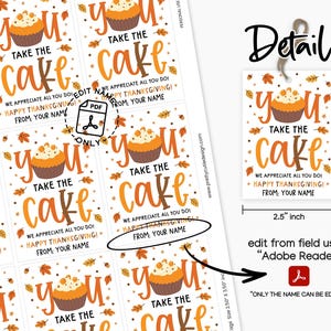 Happy Thanksgiving Gift Tags Printable, Fall Appreciation Cupcake Gift ...
