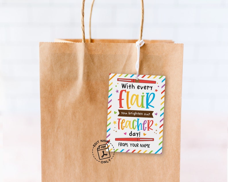 Teacher Appreciation Gift Tags, Highlighter Flair Pen Thank You ...