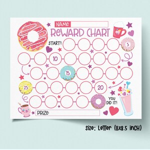 Donut Reward Chart for Kids, Simple Kids Reward Chart, Cute Donut ...