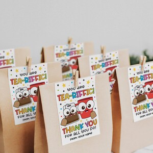 Tea-riffic Teacher Appreciation Tag Printable, Thank You Teacher Tea ...