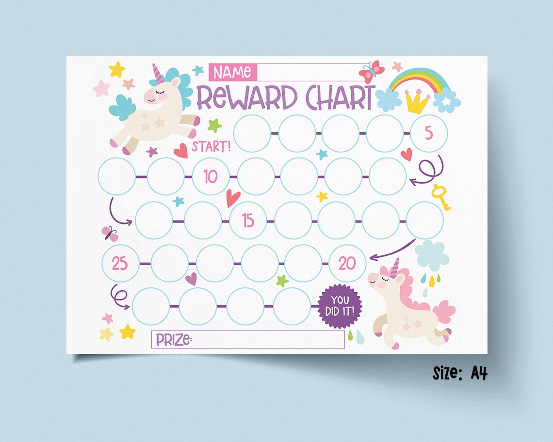 Unicorn Rainbow Reward Chart for Kids Simple Kids Reward | Etsy