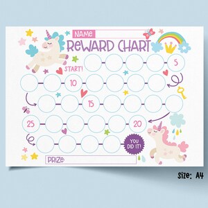 Unicorn Rainbow Reward Chart for Kids, Simple Kids Reward Chart, Cute ...