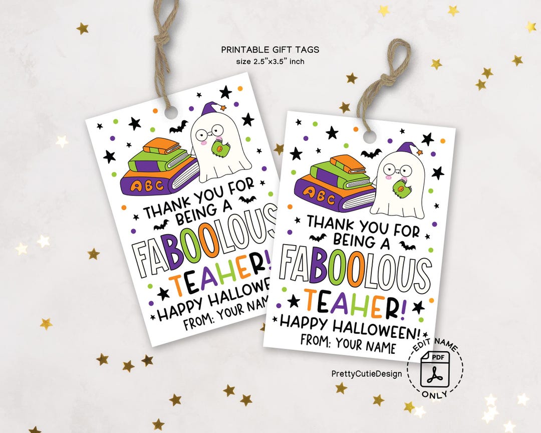 Teacher Halloween Gift Tags Printable, Faboolous Teacher Halloween Tags ...
