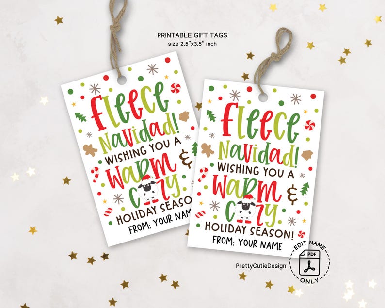 Christmas Gift Tags Printable, Fleece Navidad Funny Pun Labels, Warm ...