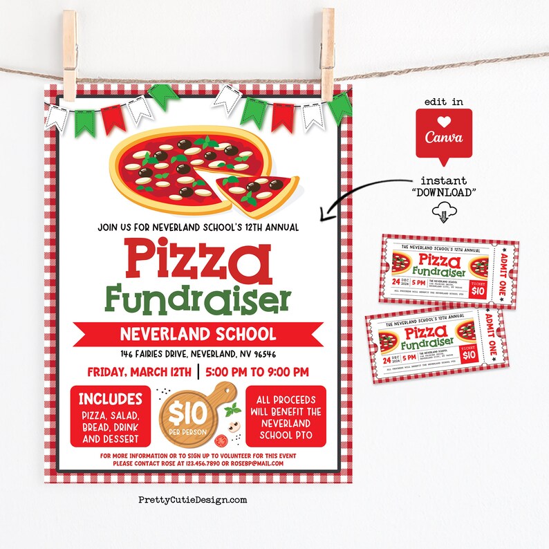Pizza Fundraiser Flyer Template, Printable School Pizza Night ...