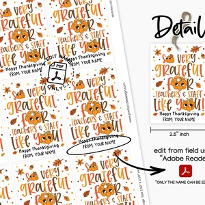 Thanksgiving Gift Tags Printable, so Very Grateful for Teacher and ...
