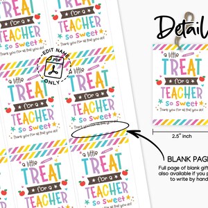 Teacher Appreciation Gift Tags: Sweet Treat Printable (PDF) - Etsy