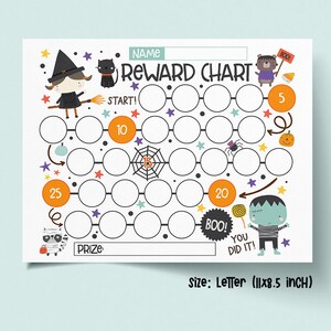 Halloween Reward Chart for Kids, Simple Kids Reward Chart, Trick or ...