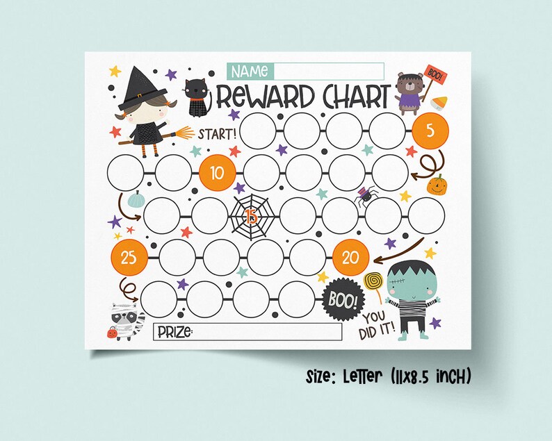 Halloween Reward Chart for Kids Simple Kids Reward Chart - Etsy