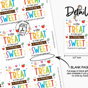 Printable First Day of School Treat Bag Tag, A Little Treat to Make the ...