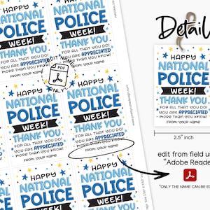 Happy National Police Week Gift Tags Printable, Police Week Tag, Police ...