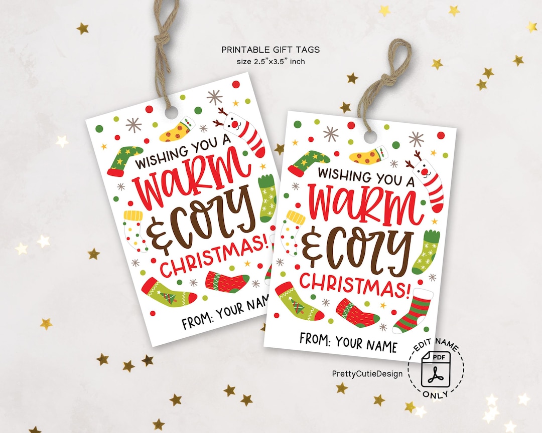 Warm & Cozy Christmas Gift Tags, Printable Holiday Labels (PDF Pattern ...